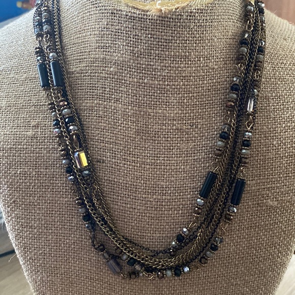 Jewelry | Gold And Black Multi Strand Beaded Necklace | Poshmark